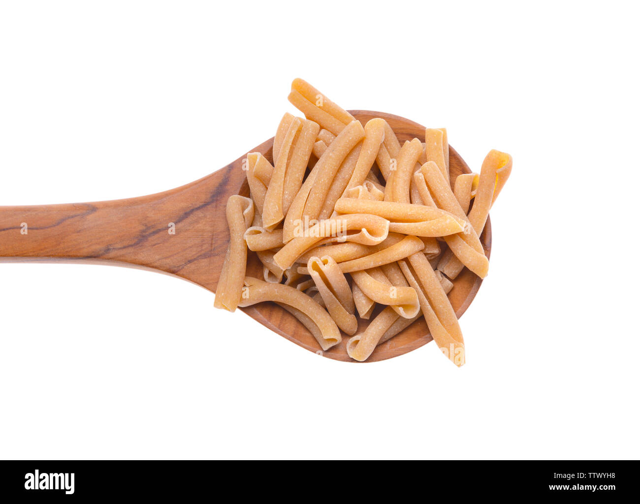 Pasta in spoon on white background Stock Photo - Alamy