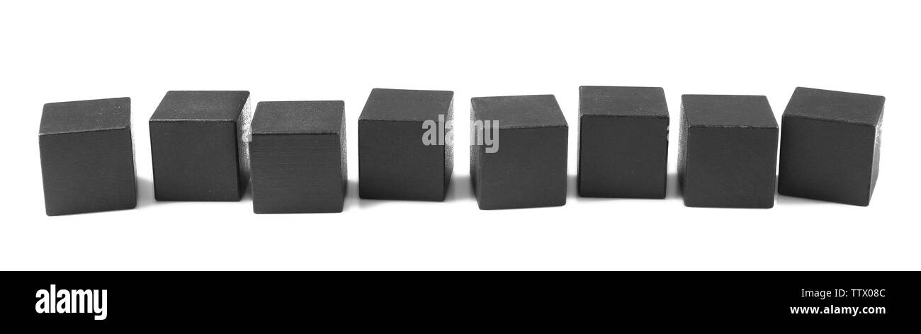 Empty wooden cubes on white background Stock Photo - Alamy