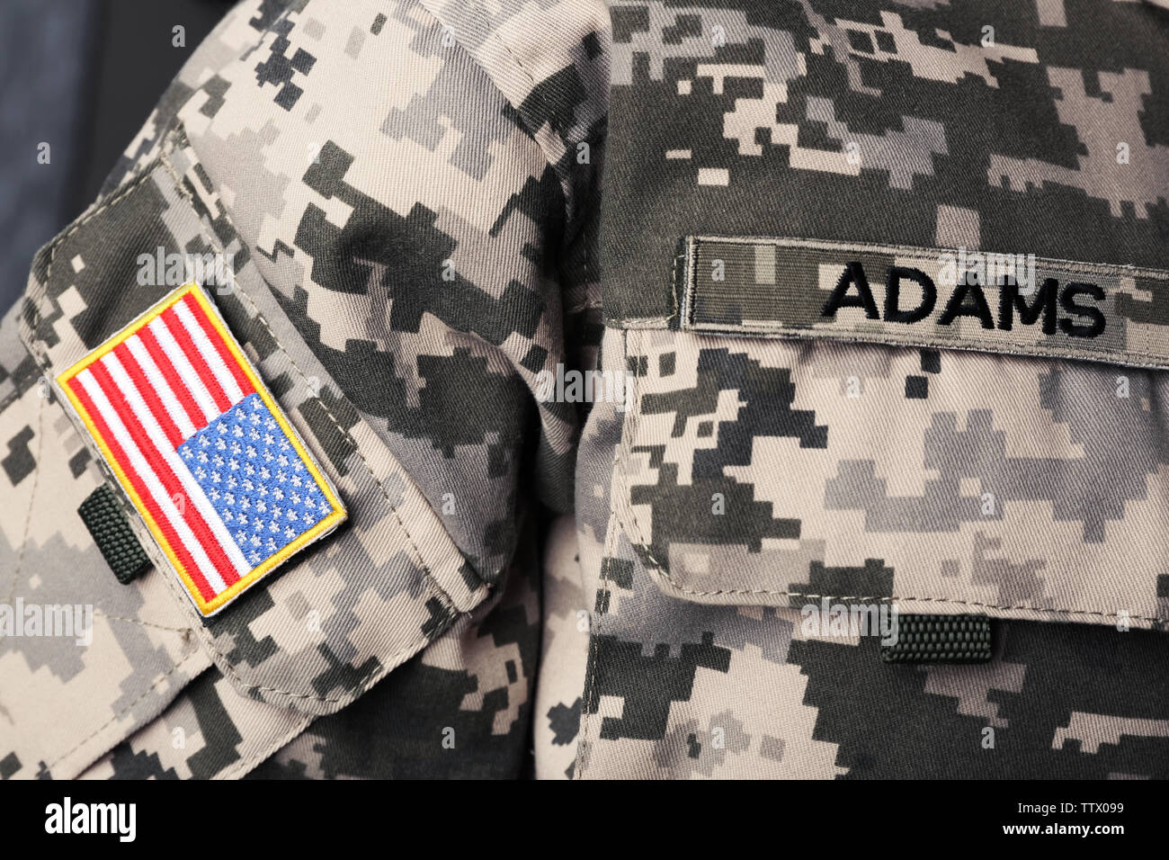 Military chevron on uniform of American soldier Stock Photo - Alamy