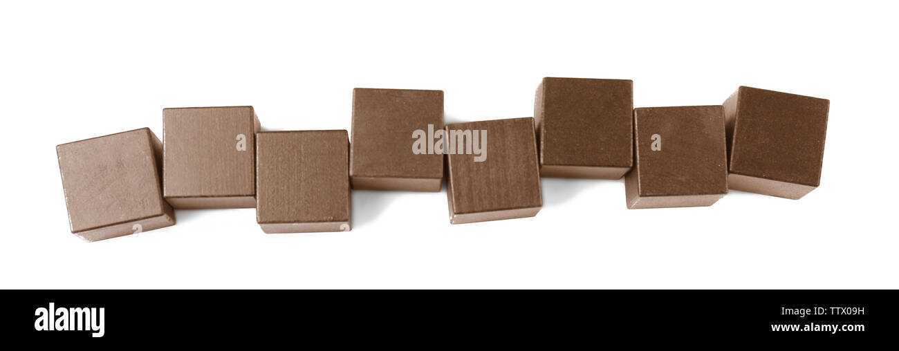 Empty wooden cubes on white background Stock Photo - Alamy