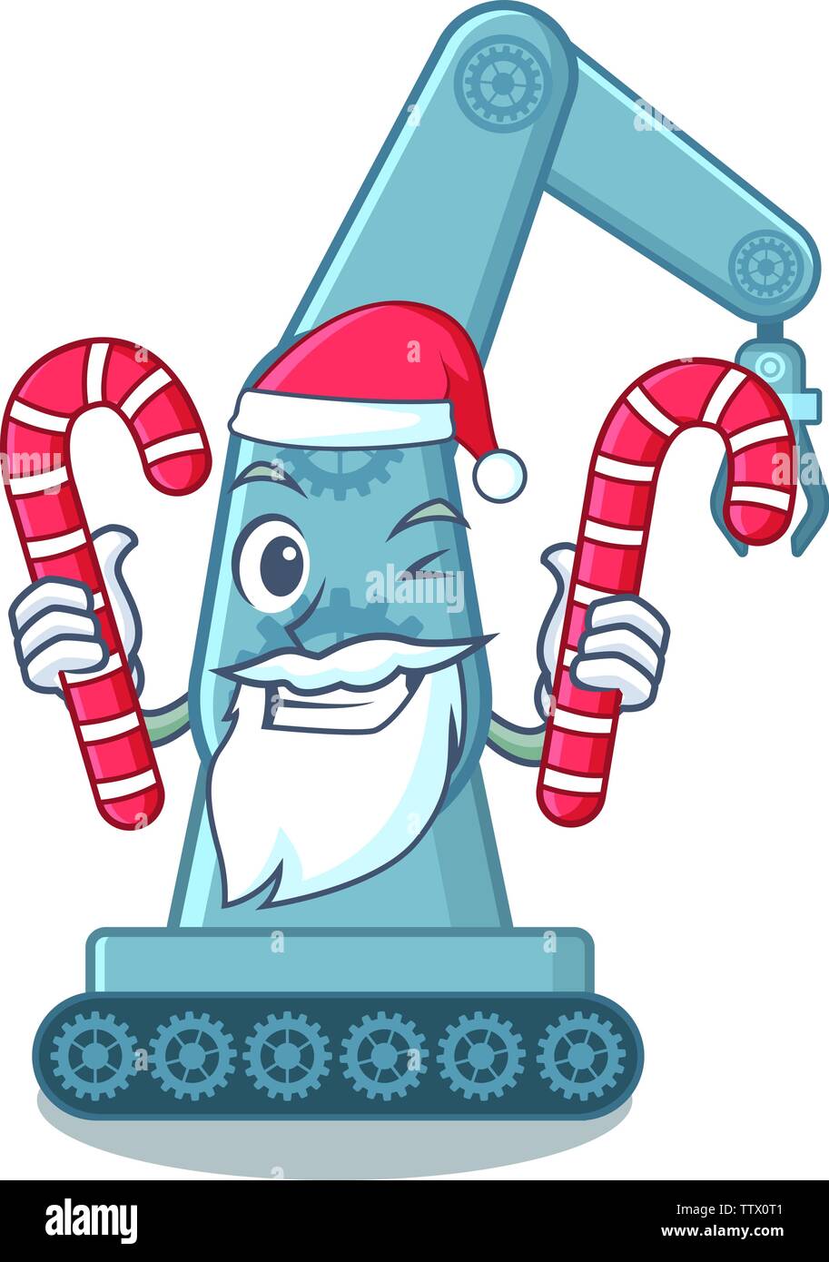 Santa with candy toy mechatronic robot arm cartoon shape Stock Vector ...