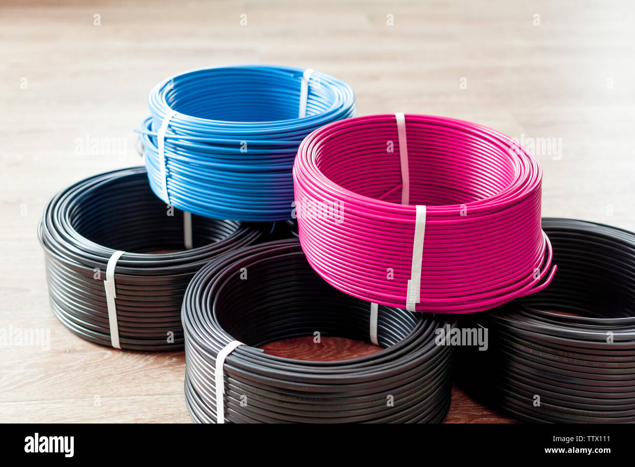 set colored electric cable Stock Photo - Alamy