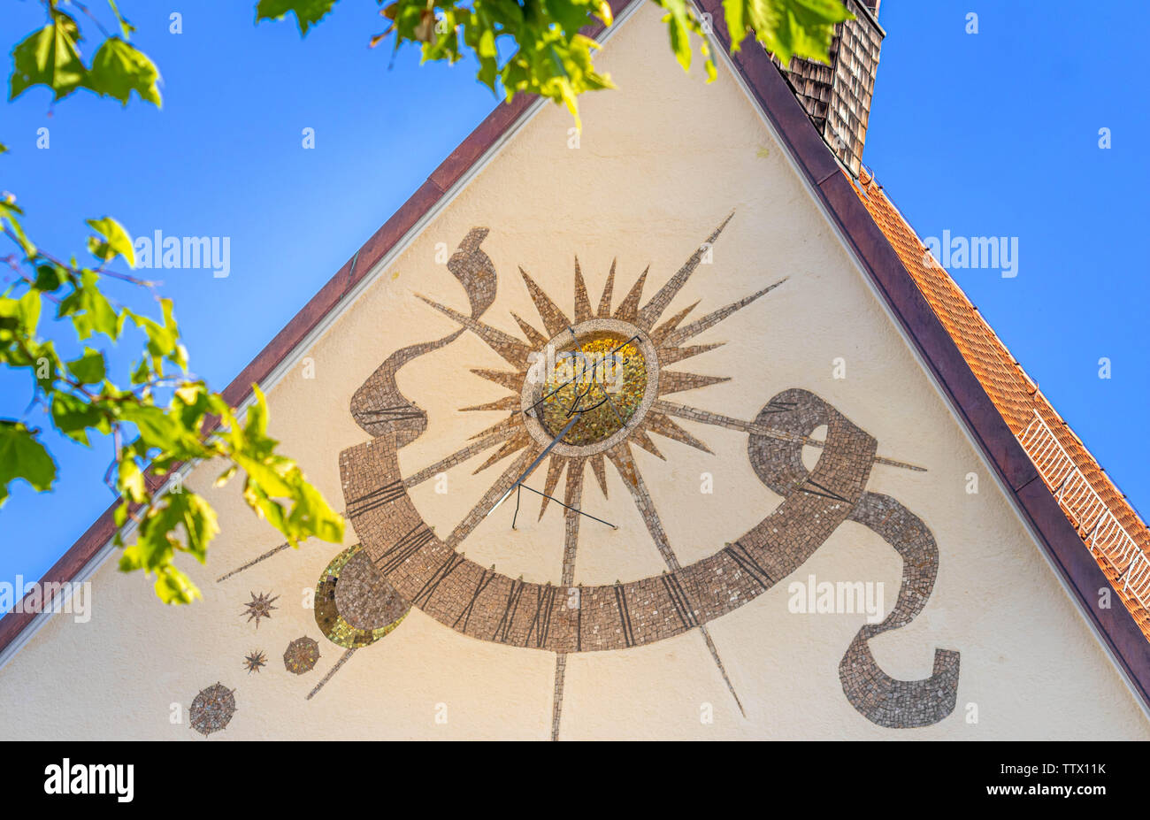 ancient sundial clock time in Munich Pasing Stock Photo - Alamy