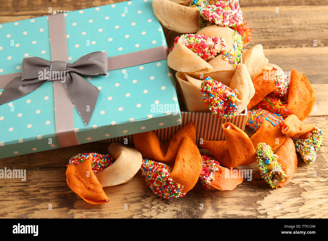 Fortune cookies with gift box Stock Photo - Alamy