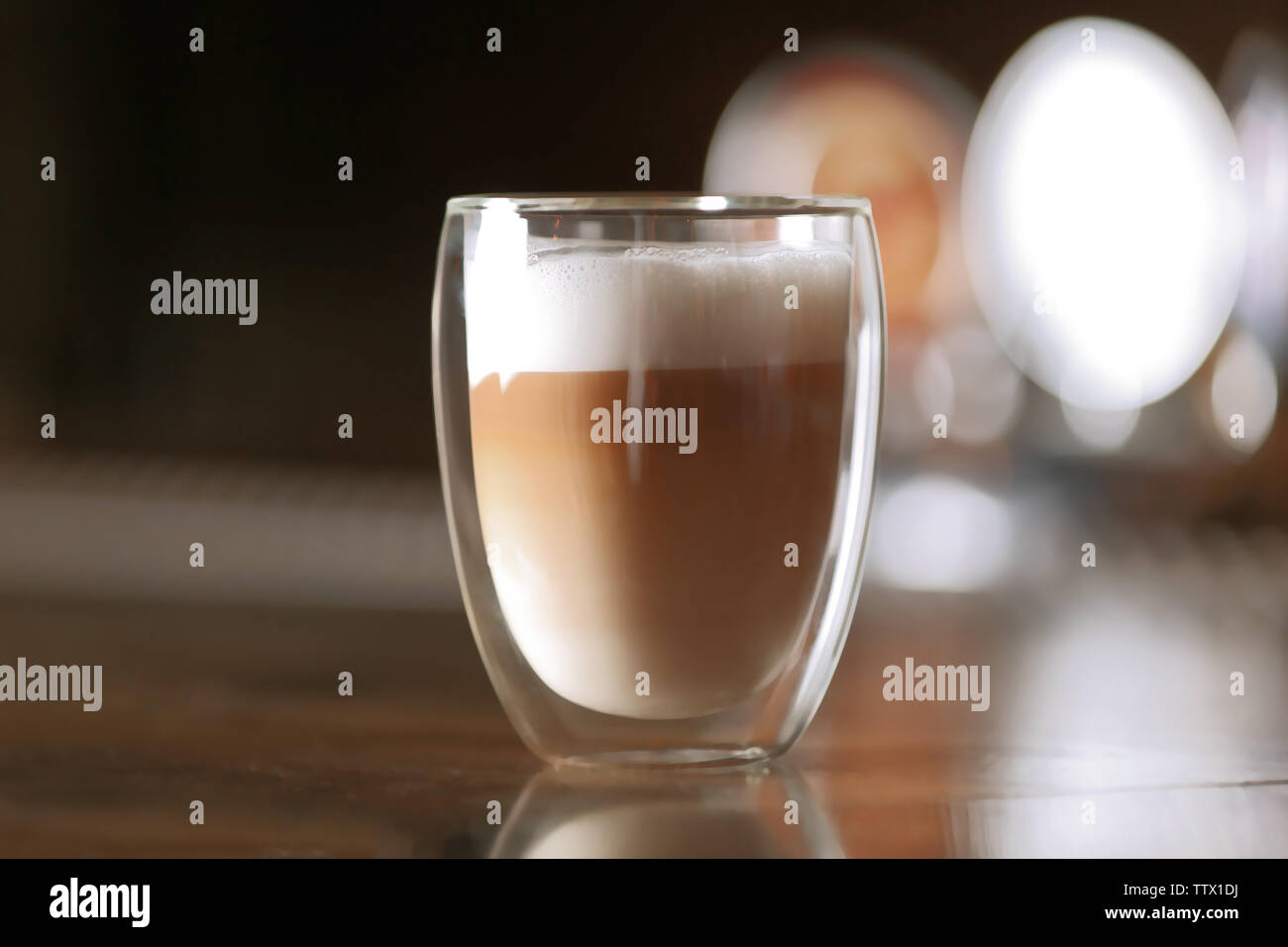 Cup of hot coffee in cafe Stock Photo - Alamy
