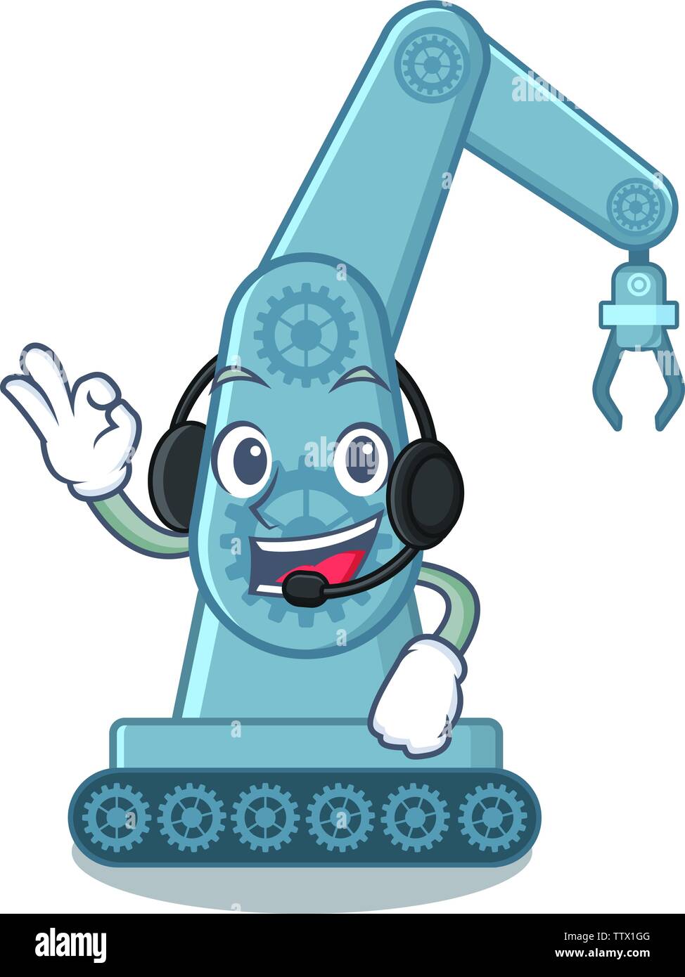 With headphone toy mechatronic robot arm cartoon shape Stock Vector ...