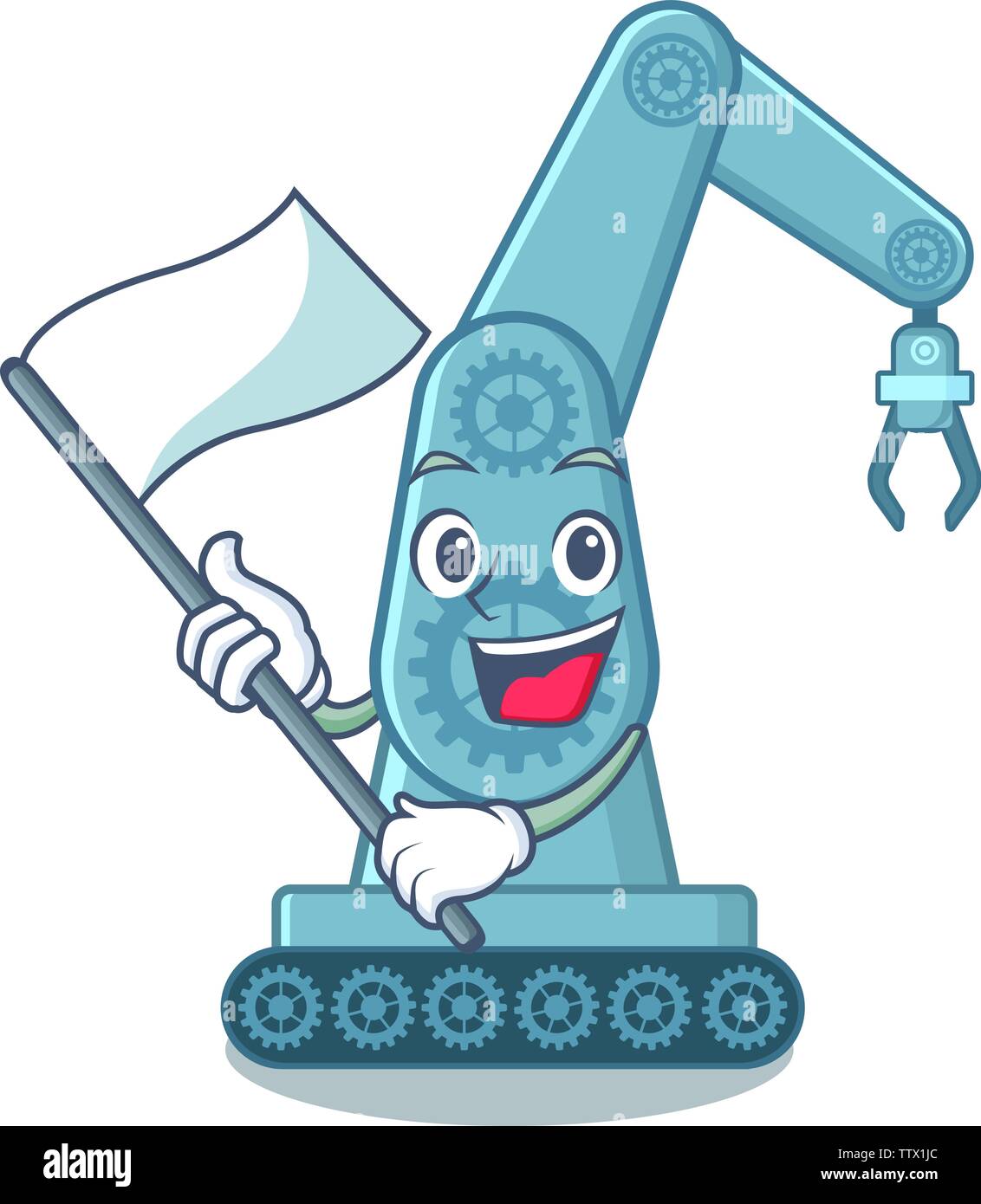 With flag toy mechatronic robot arm cartoon shape Stock Vector Image ...