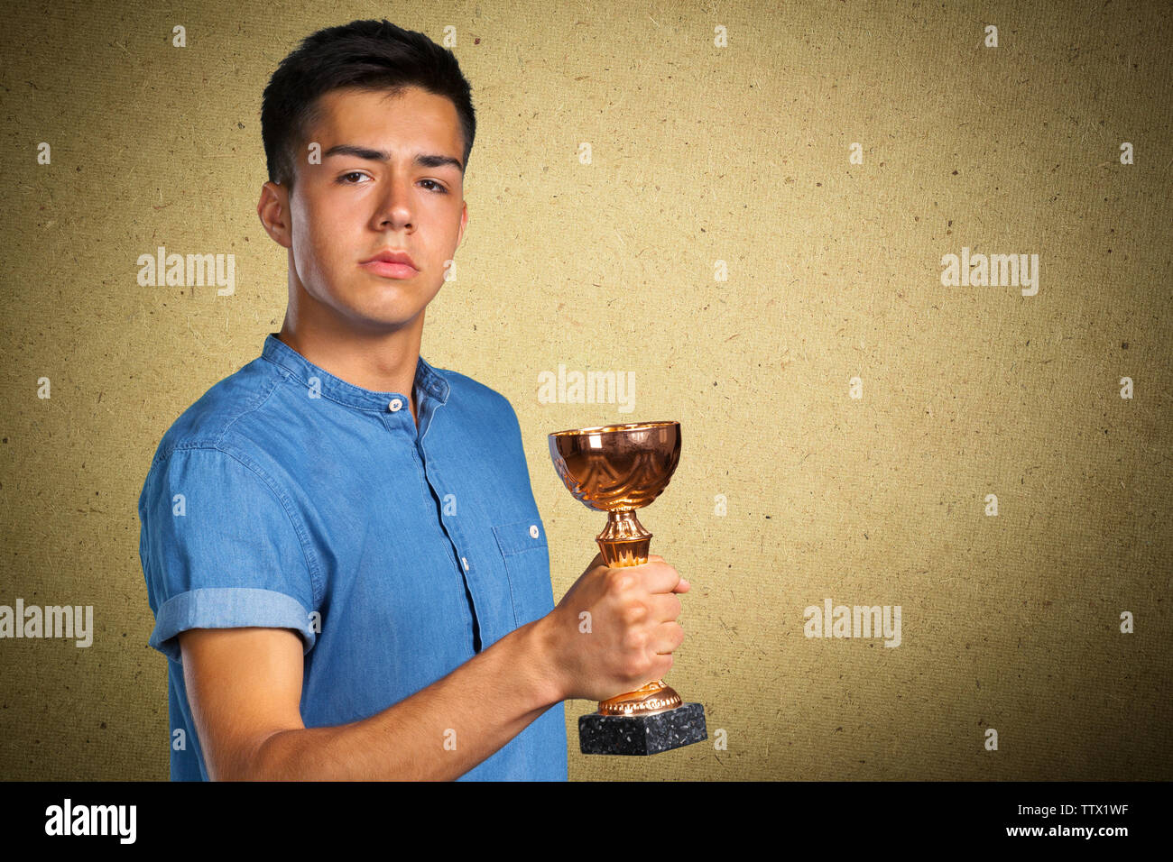 Young happy man trophy hi-res stock photography and images - Alamy