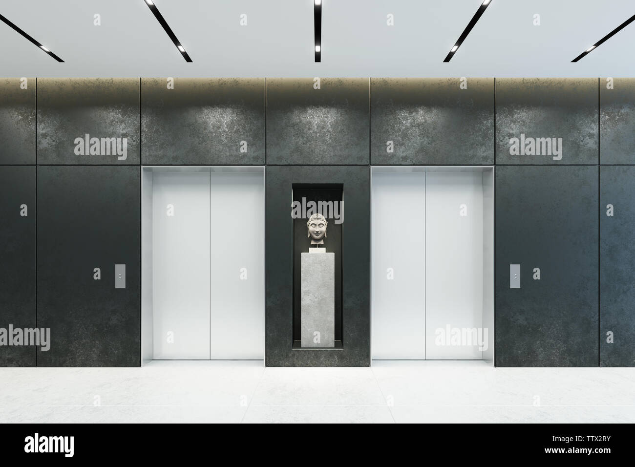 modern elevator with closed doors in office lobby, 3d rendering Stock ...