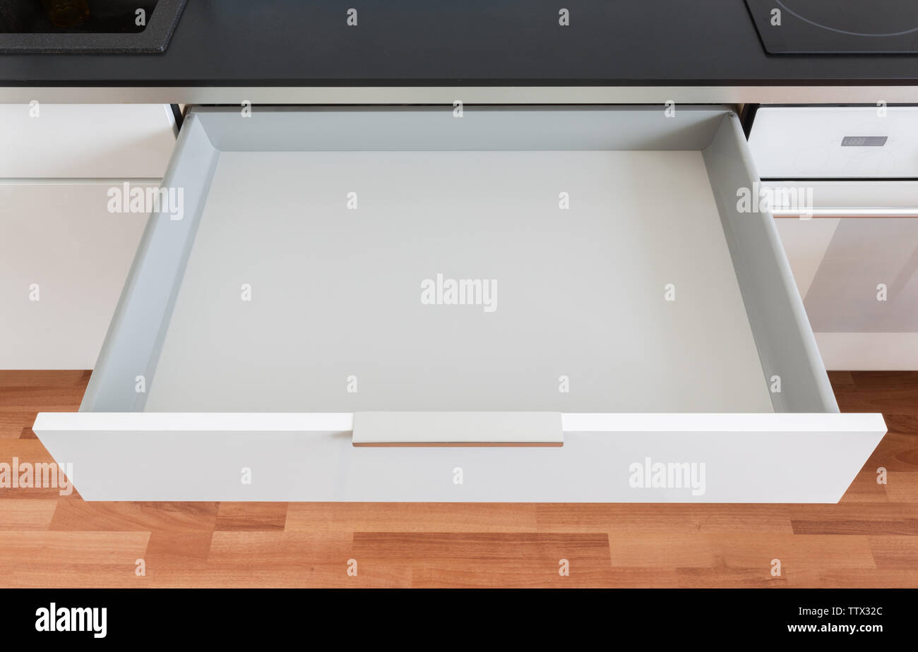 opened white empty drawer Stock Photo - Alamy