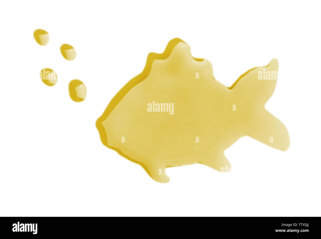 Fish made of cod liver oil on white background Stock Photo - Alamy