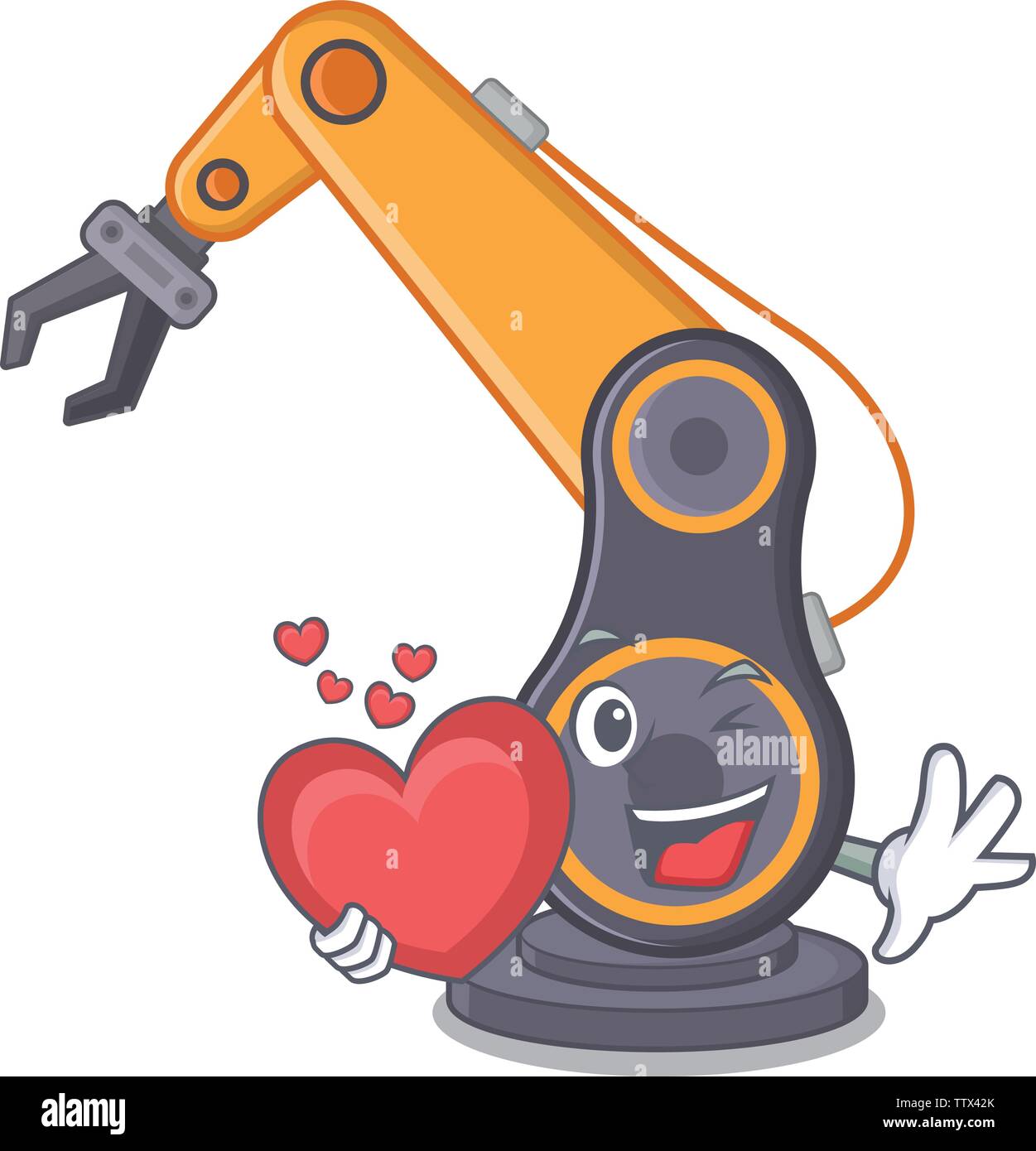 With heart industrial robotic hand isolated with cartoon Stock Vector ...