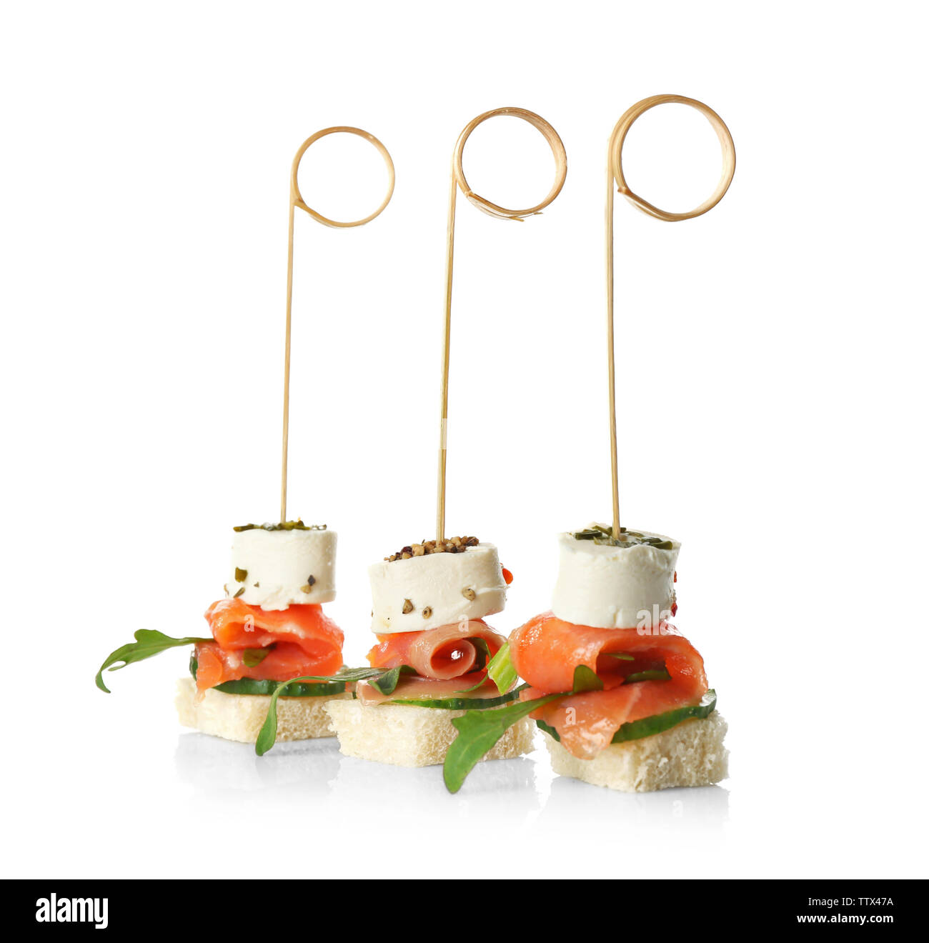 Set of delicious canapes isolated on white Stock Photo - Alamy