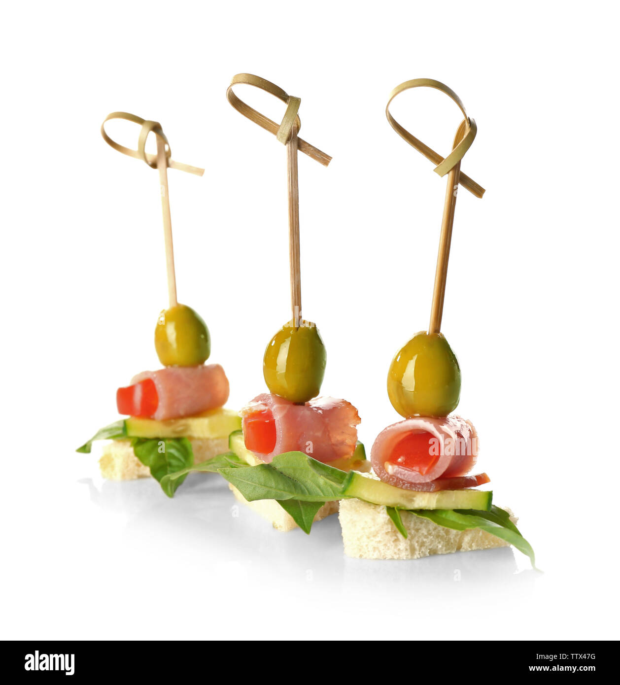 Set of delicious canapes isolated on white Stock Photo - Alamy