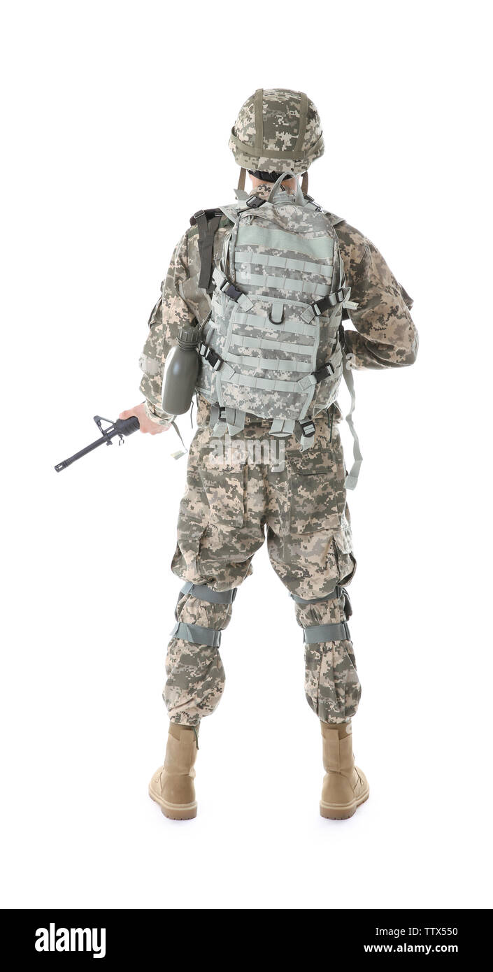 Safety helmet holding rifle army soldier military hi-res stock ...