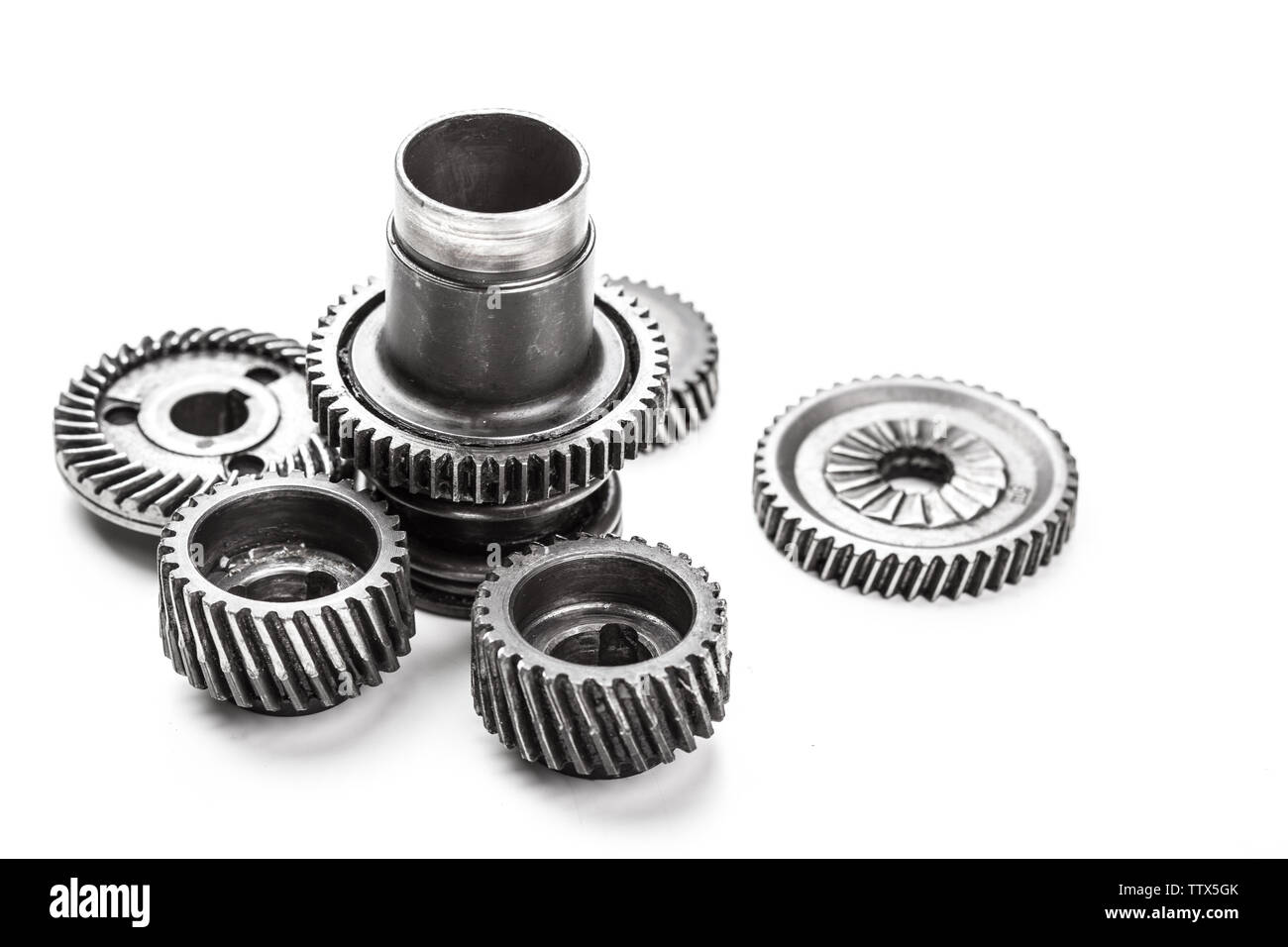Gear metal wheels, isolated on white background Stock Photo - Alamy