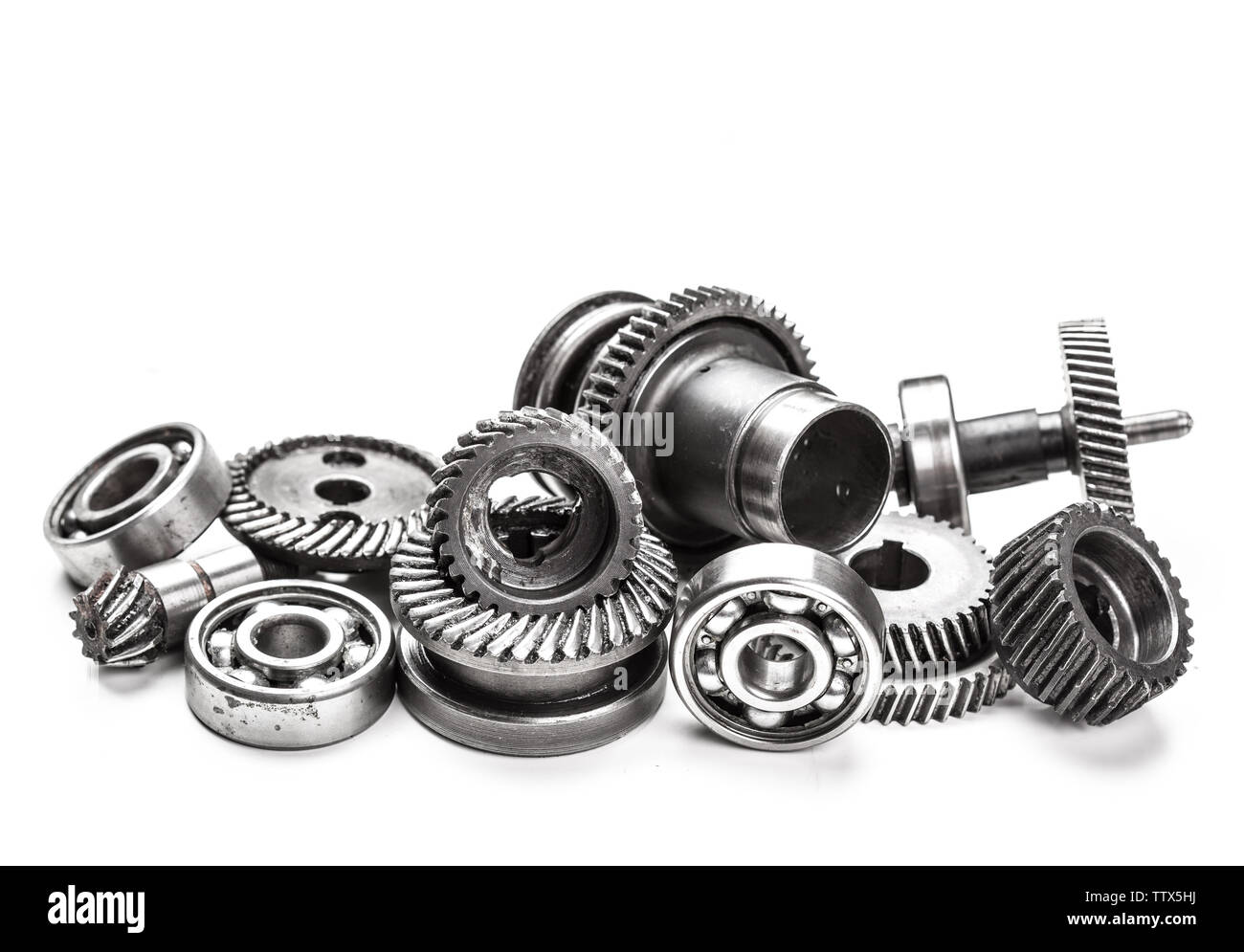 Gear metal wheels, isolated on white background Stock Photo - Alamy