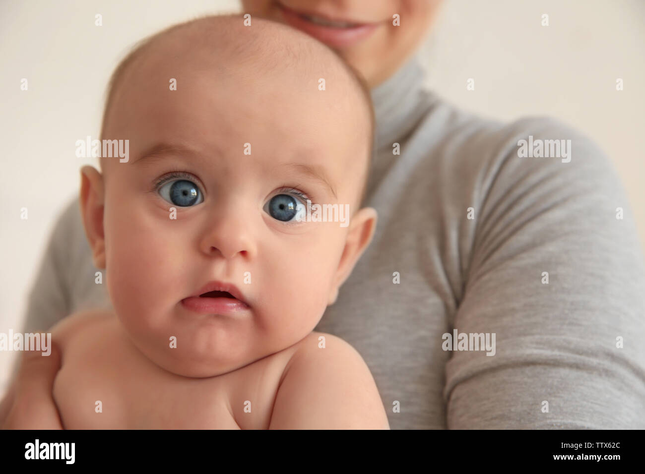 Close up view of cute curious baby Stock Photo - Alamy