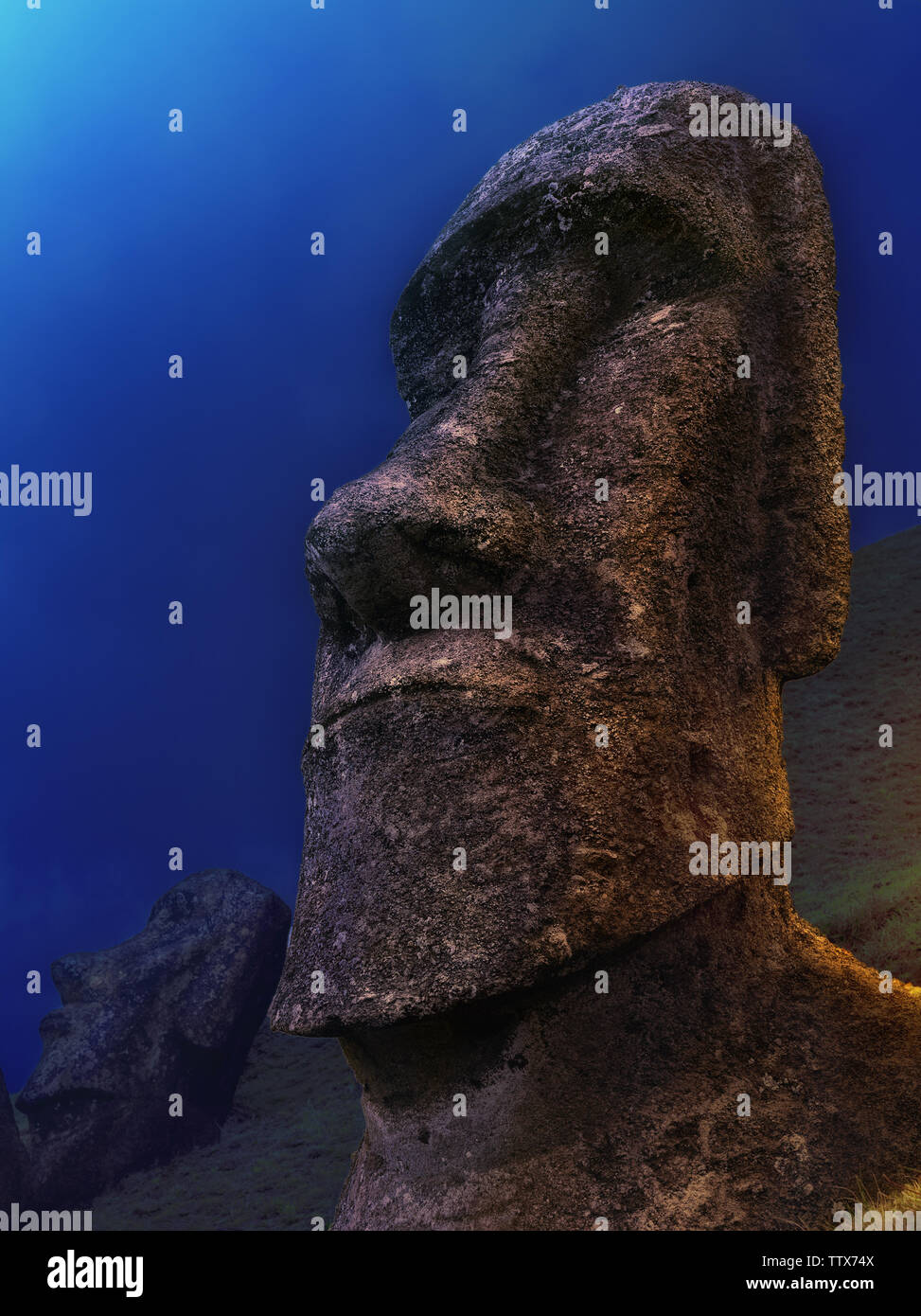 Dug up moai hi-res stock photography and images - Alamy