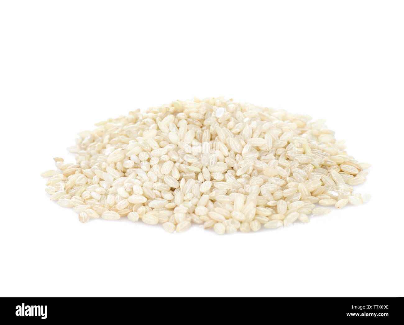 Pile of brown short grain rice isolated on white Stock Photo - Alamy