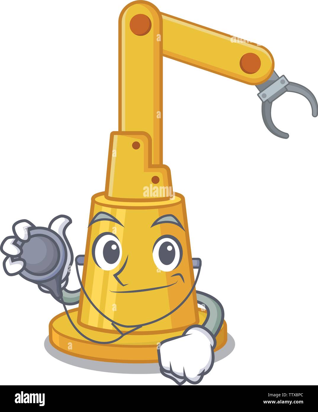 Doctor assembly automation machine isolated the mascot Stock Vector ...