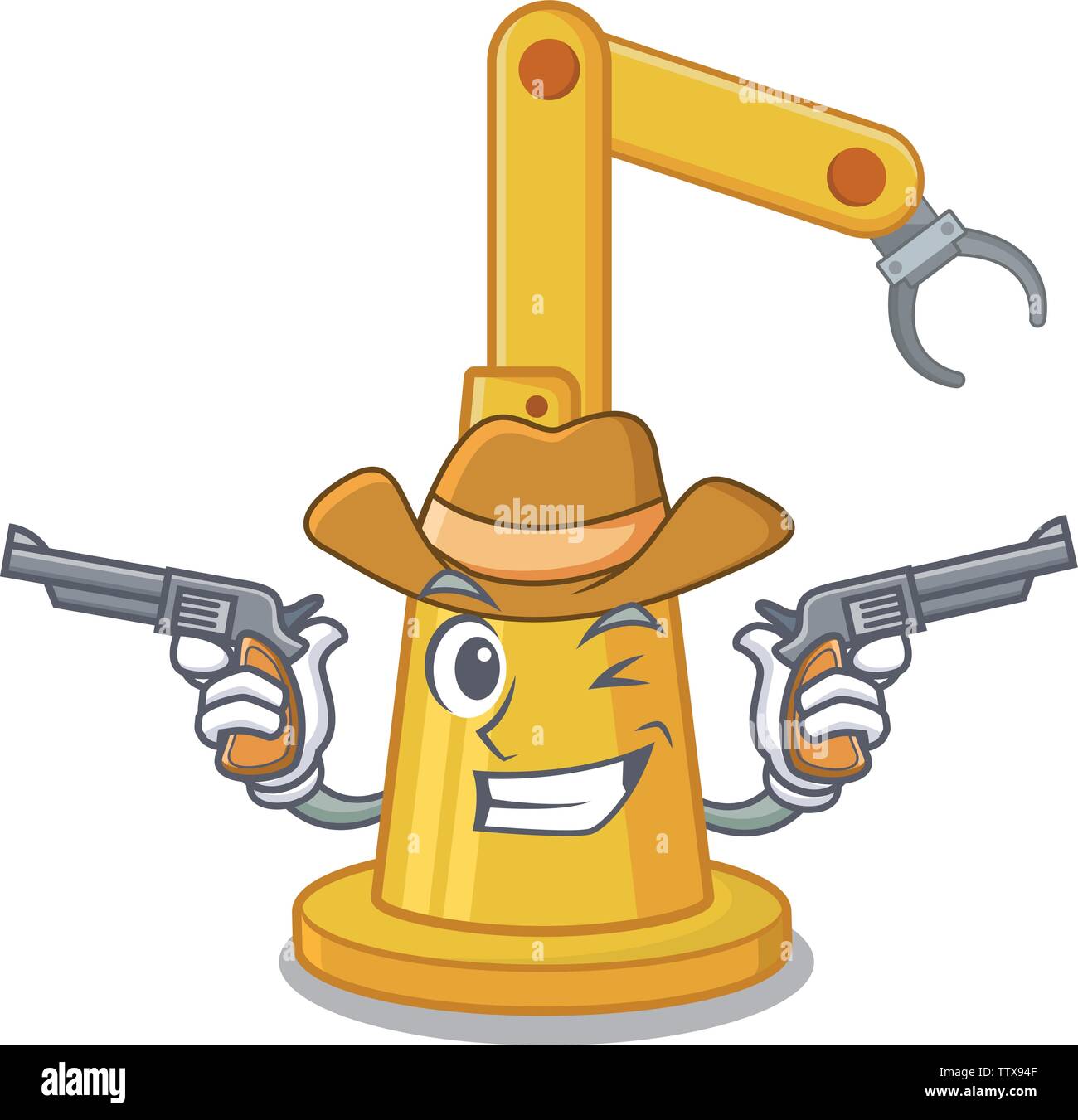 Cowboy assembly automation machine isolated the mascot Stock Vector ...