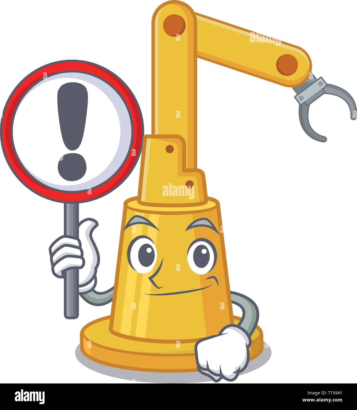 With sign assembly automation machine isolated the mascot Stock Vector ...