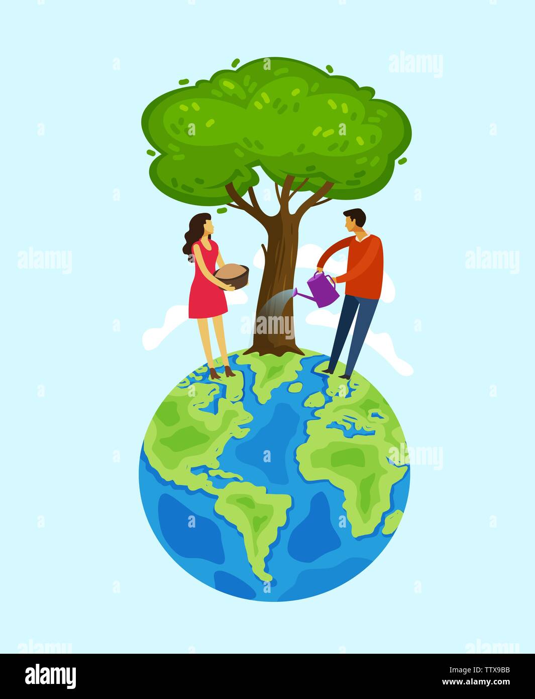 Earth day. People care about nature. Save the planet vector ...