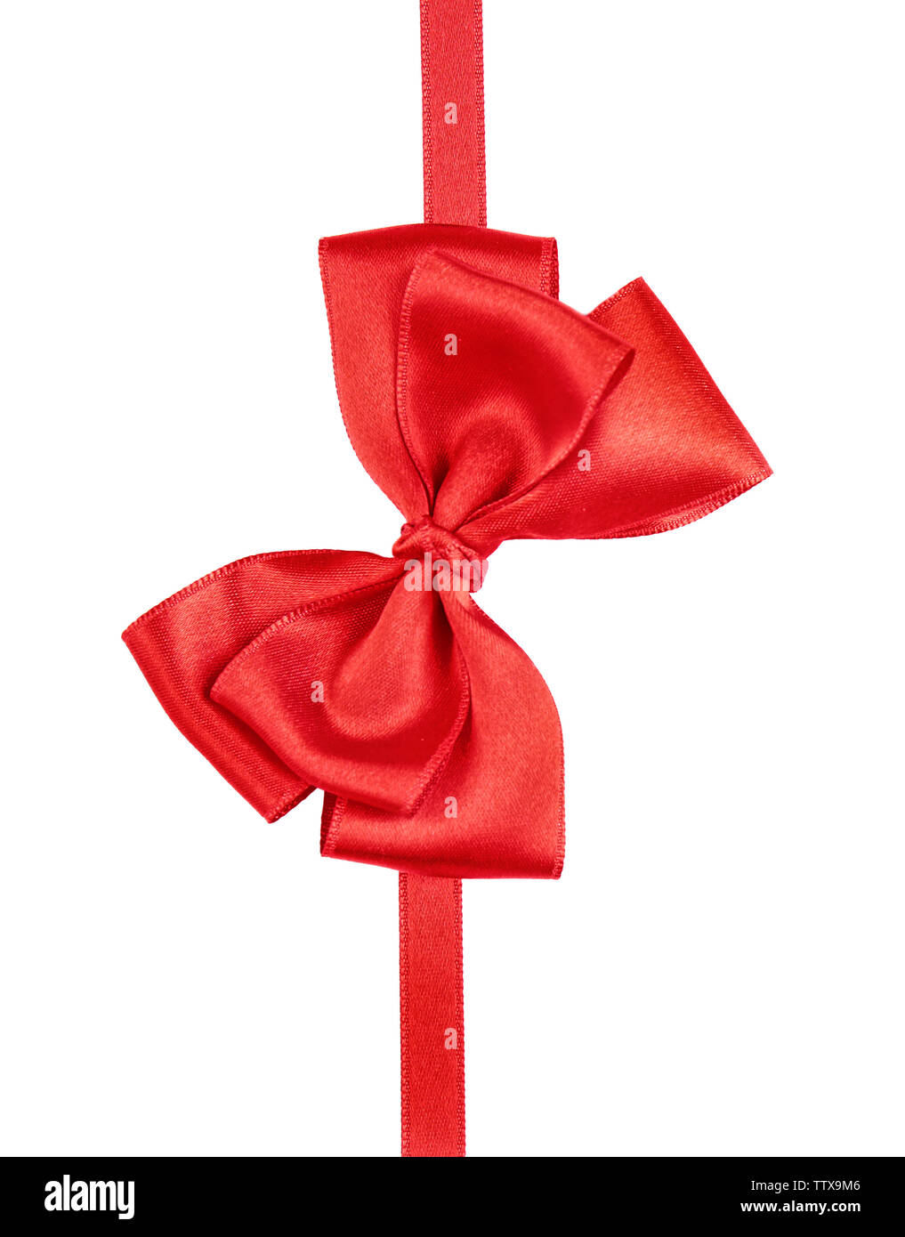 Red ribbon with bow isolated on white Stock Photo - Alamy