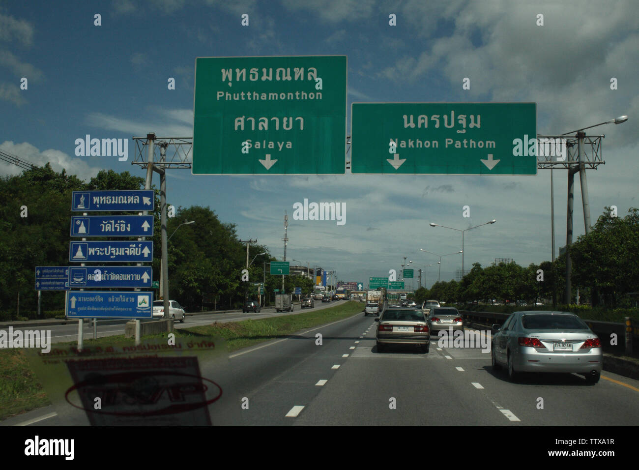 Sign boards on a road, Bangkok, Thailand Stock Photo - Alamy