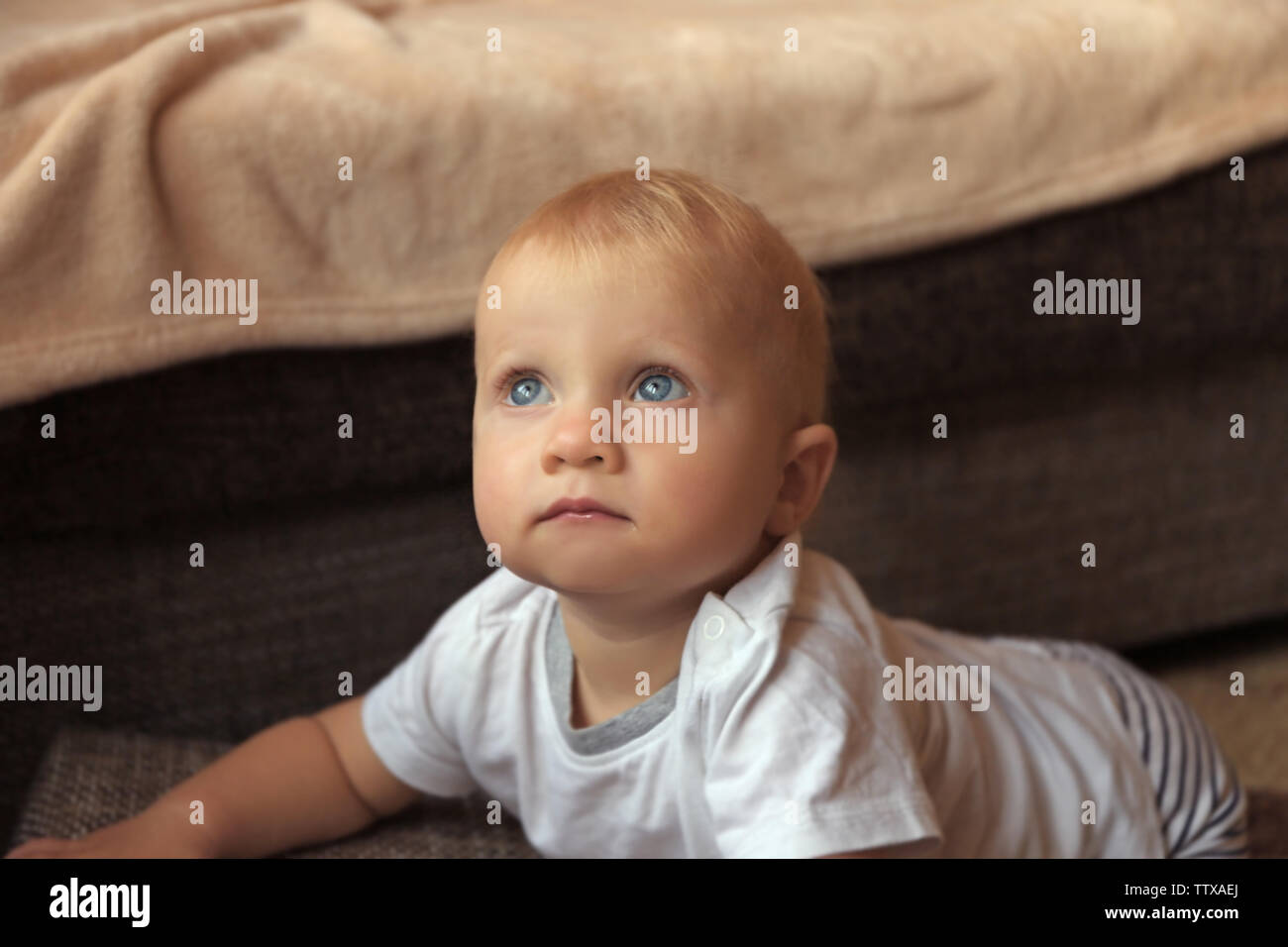 Cute little boy at home Stock Photo - Alamy