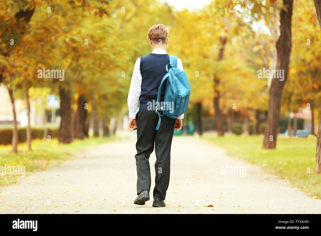 Cute teenager walking along pathway in park Stock Photo - Alamy
