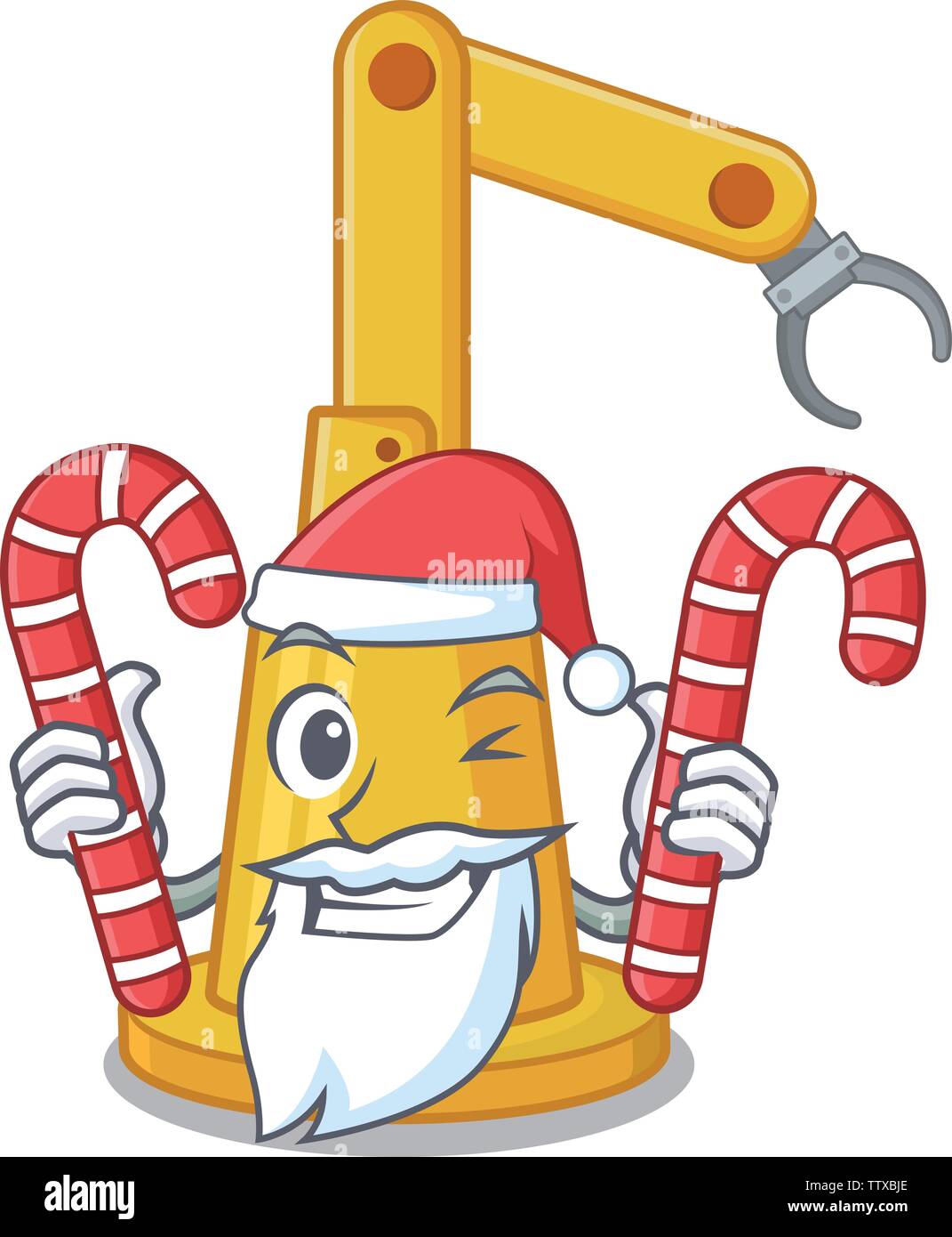 Santa with candy toy assembly automation machine on cartoon Stock ...
