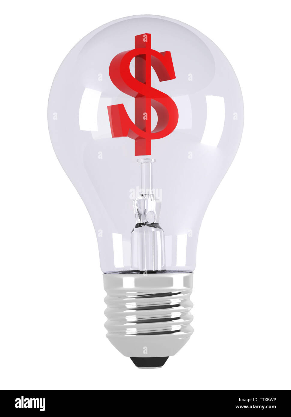 Light bulb. 3d illustration over white backgrounds. Red Dollar Sign ...