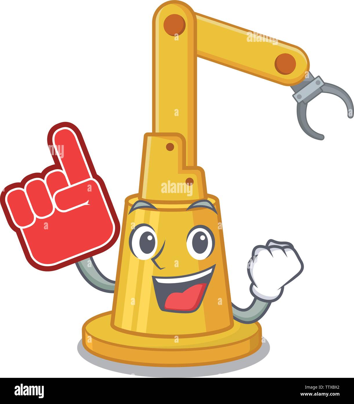 Foam finger toy assembly automation machine on cartoon Stock Vector ...