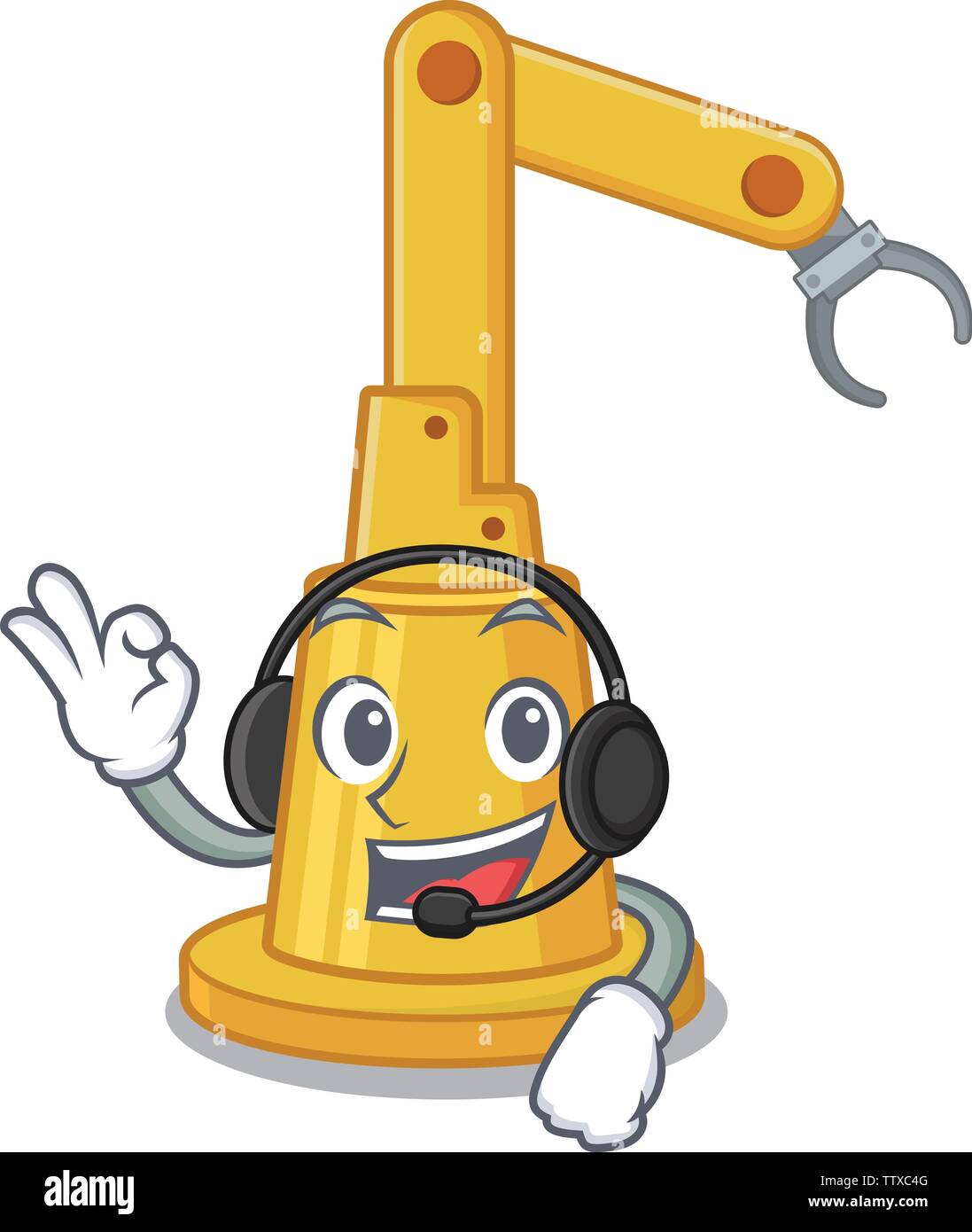 With headphone toy assembly automation machine on cartoon Stock Vector ...