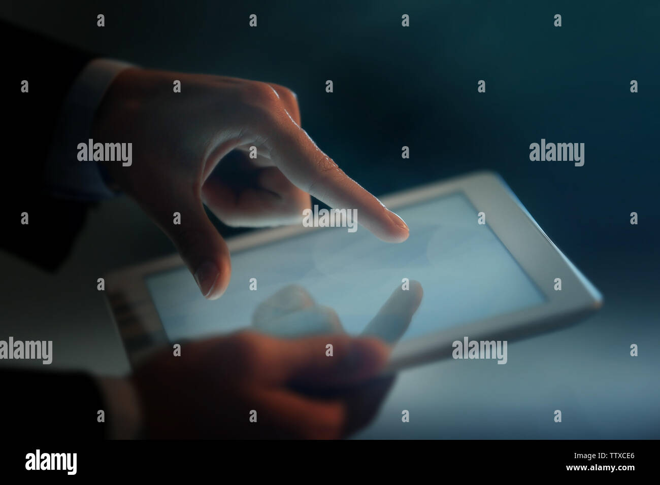 Closeup hand touching tablet screen hi-res stock photography and images ...