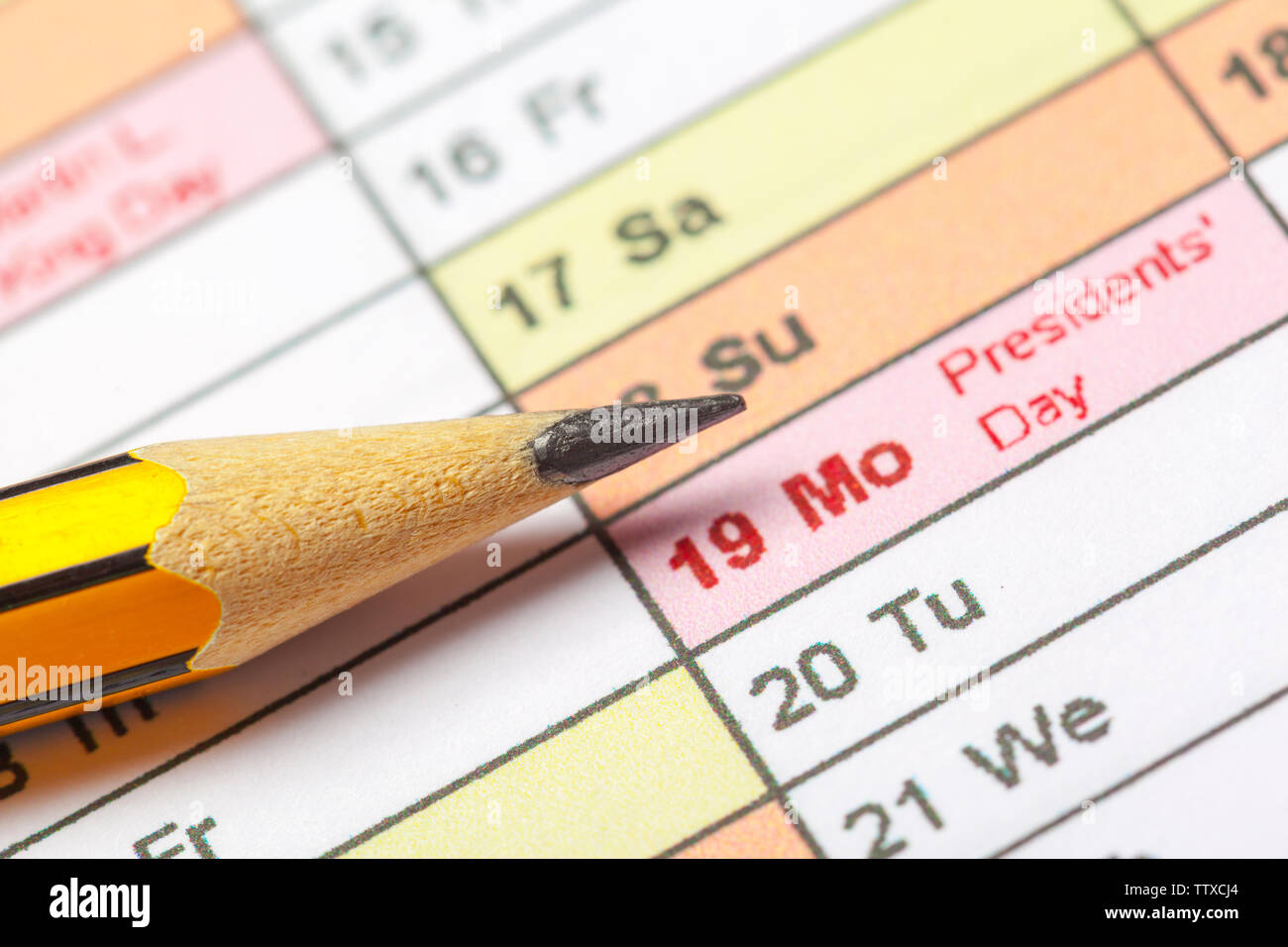 Closeup of dates on calendar page Stock Photo - Alamy