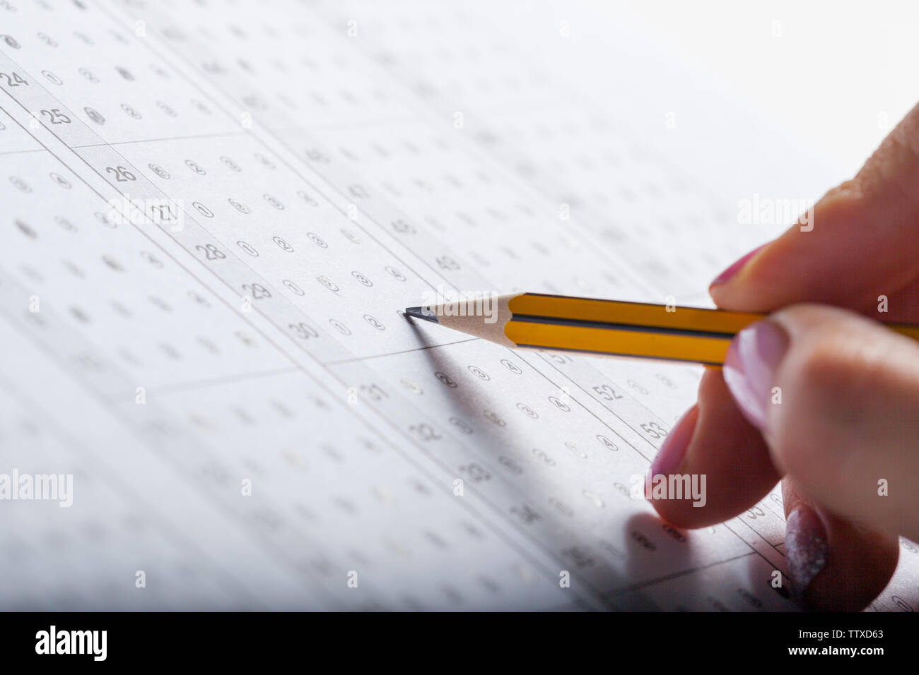 Test score sheet with answers Stock Photo - Alamy