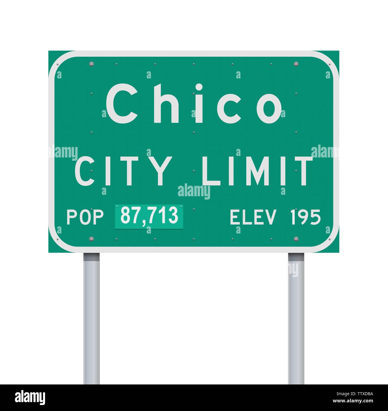 Vector illustration of the Chico City Limit green road sign Stock ...