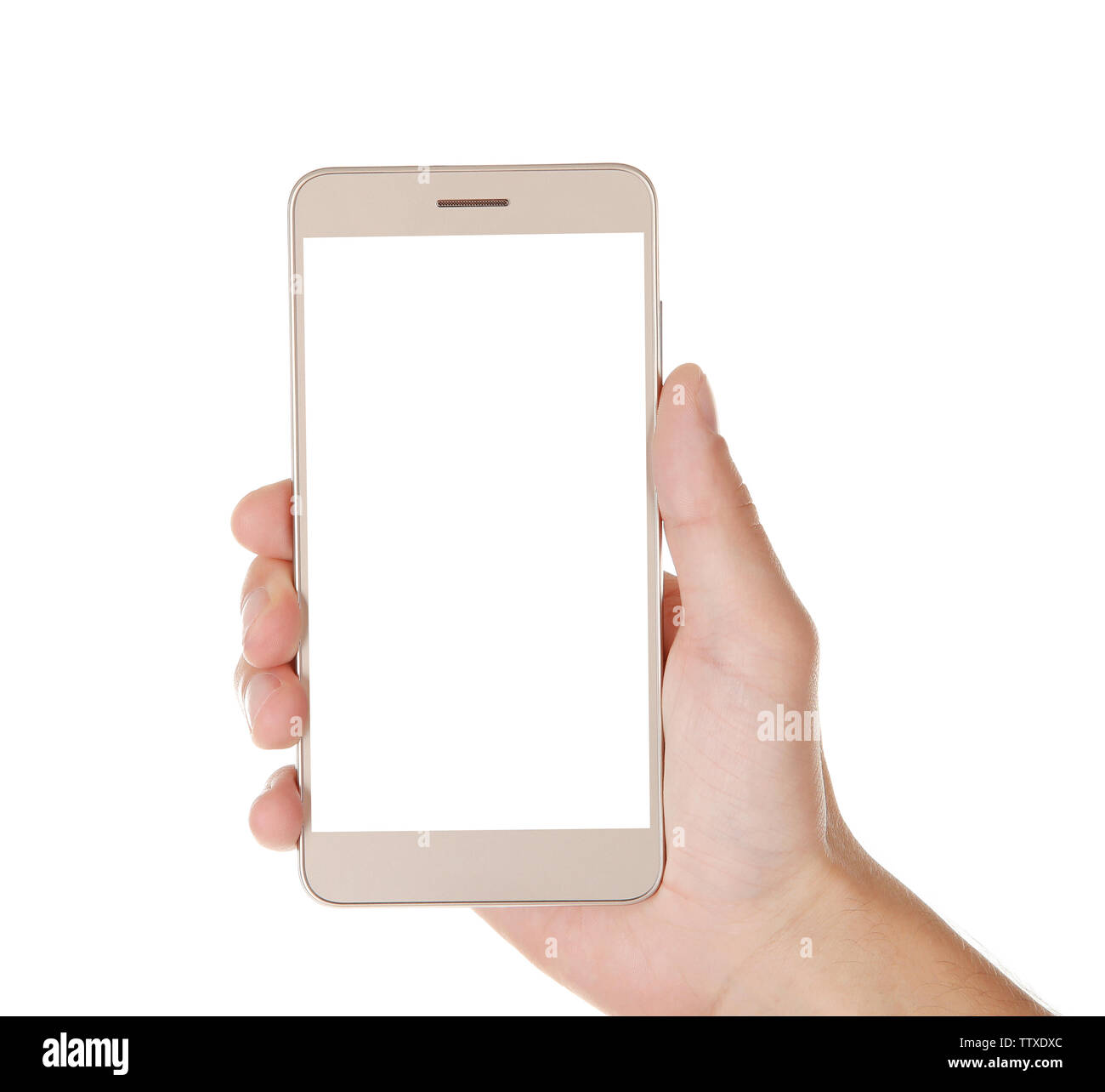 Person holding phone website Cut Out Stock Images & Pictures - Alamy