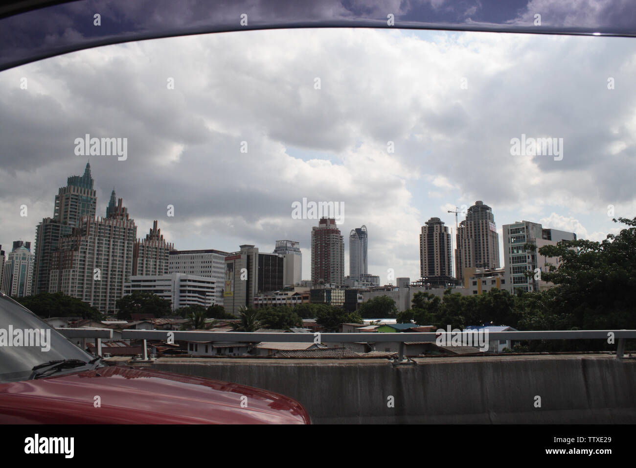 City viewed through a window of a car, Bangkok, Thailand Stock Photo ...