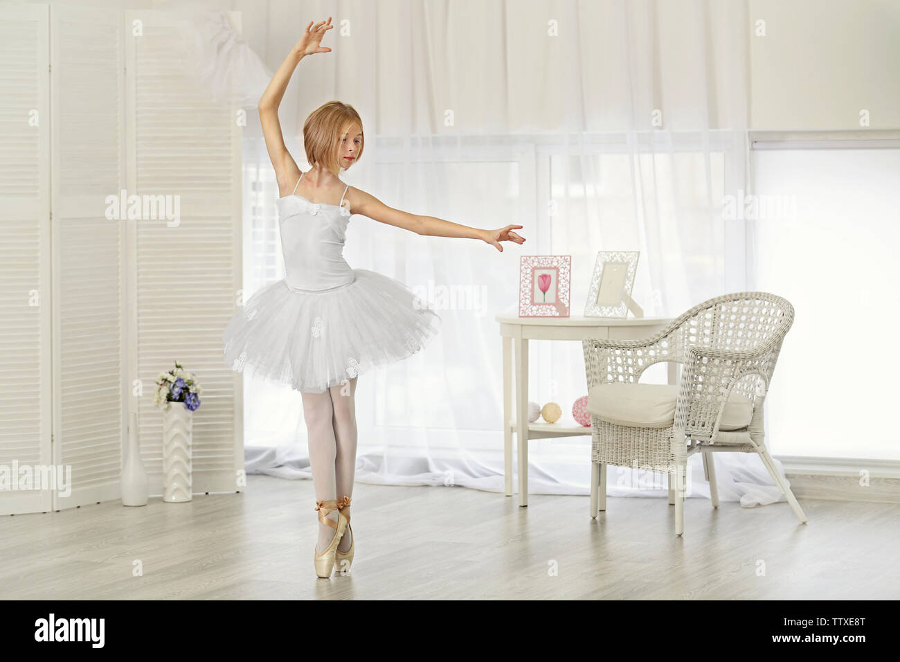 Small ballerina dancer at home Stock Photo - Alamy