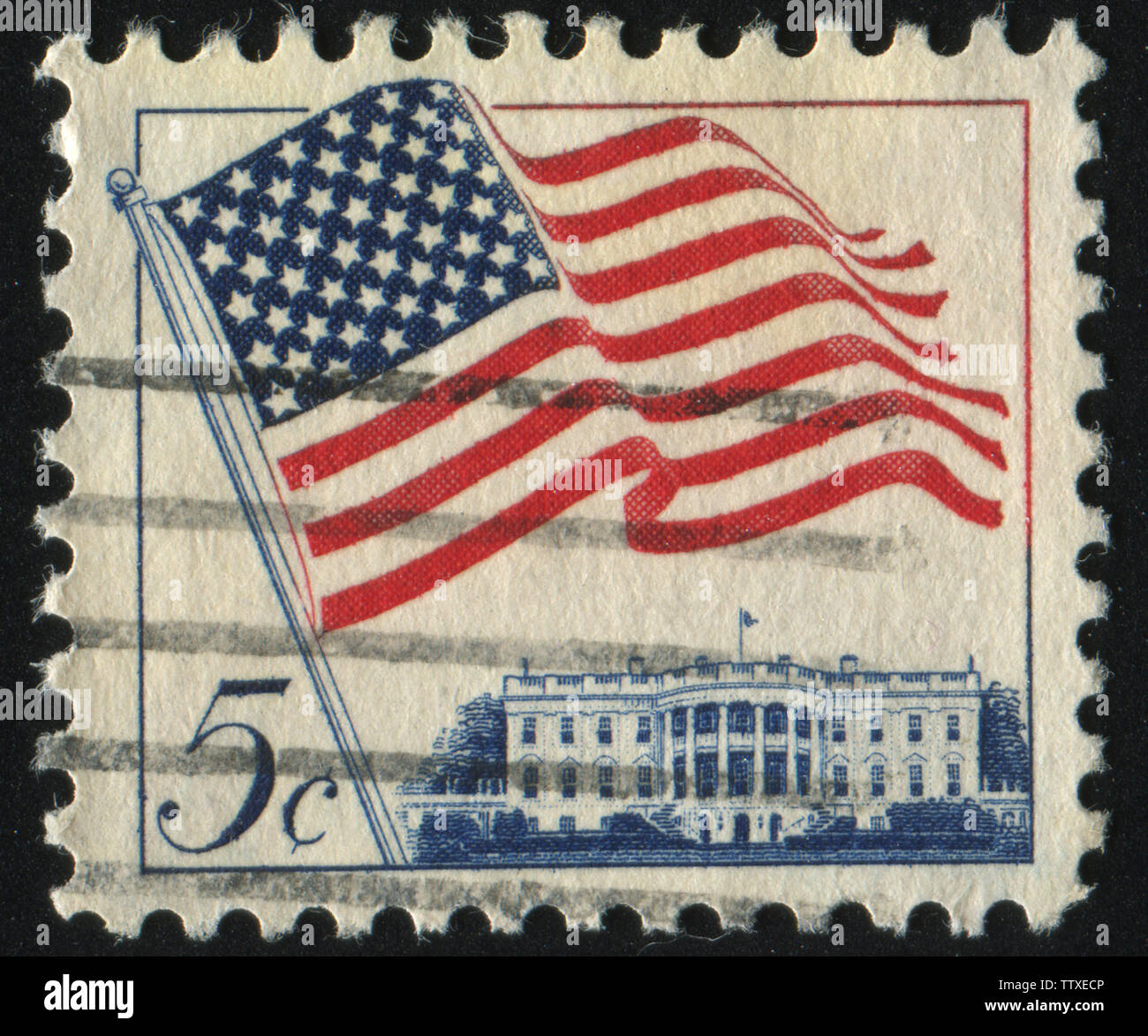 UNITED STATES - CIRCA 1962: stamp printed by United states, shows Flag ...