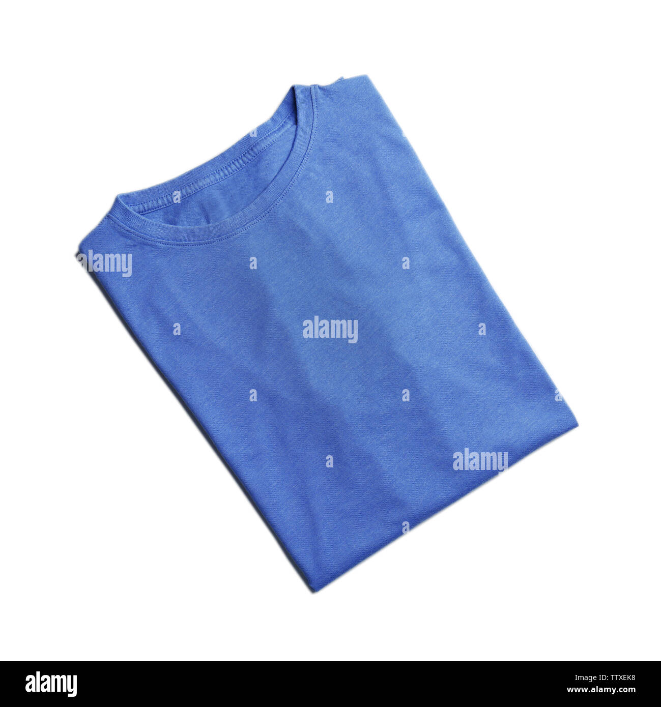Blank blue t-shirt on white background Stock Photo - Alamy