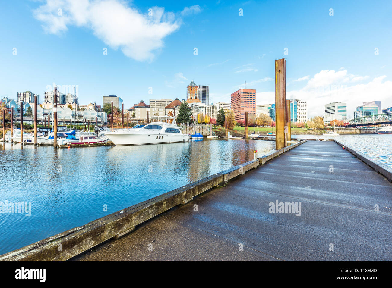 cityscape and skyline of portland from empty bridge Stock Photo - Alamy