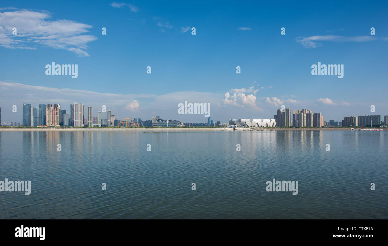 Hangzhou Qianjiang New City Night View Skyline Stock Photo - Alamy