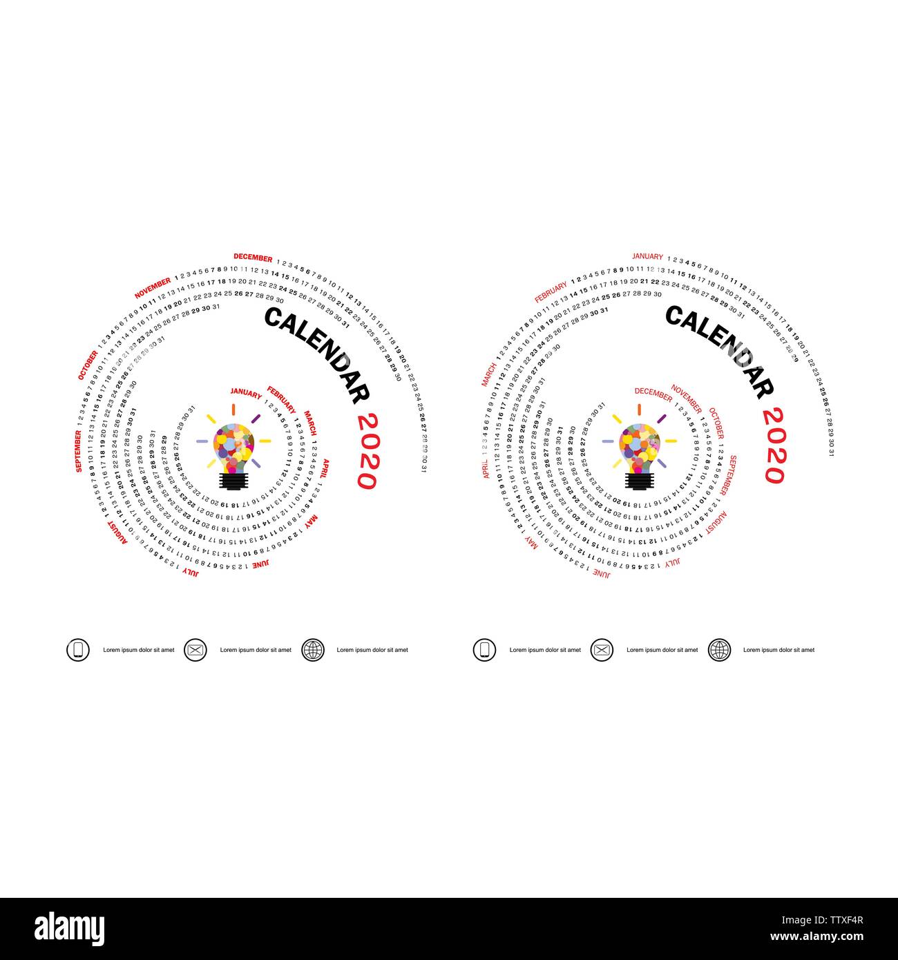 2020 yearly calendar Cut Out Stock Images & Pictures - Alamy