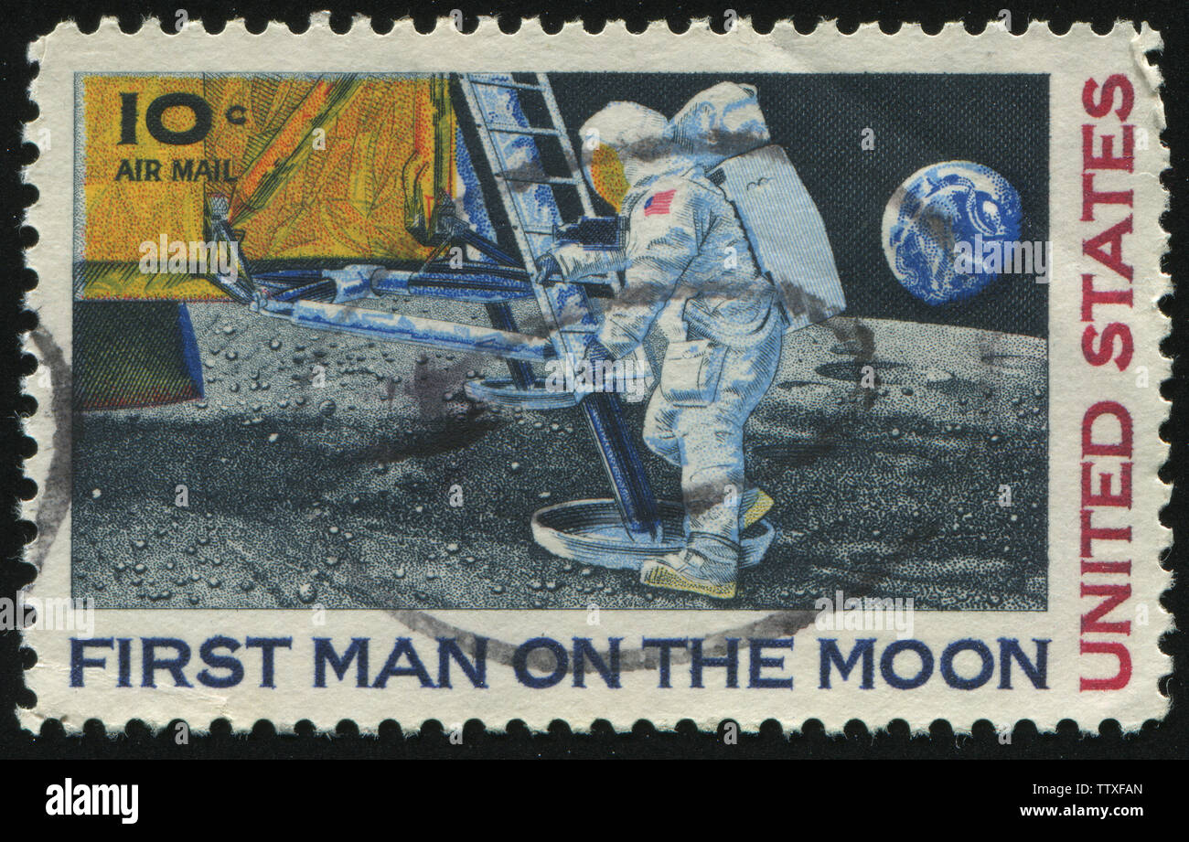 UNITED STATES - CIRCA 1968: stamp printed by United states, shows First ...