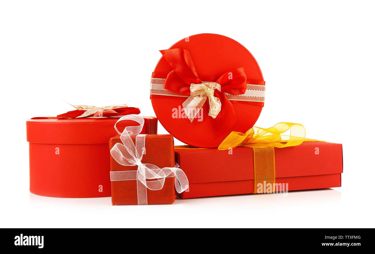 Christmas gift boxes isolated on white Stock Photo - Alamy